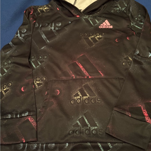 adidas | Shirts & Tops | Adidas Kids Black Hoodie With Colorful Logo ...